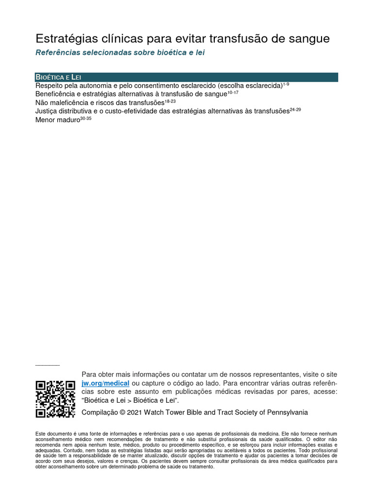 Refer Ncias Selecionadas Sobre Bio Tica e Lei | PDF | Medicine | Medical Specialties