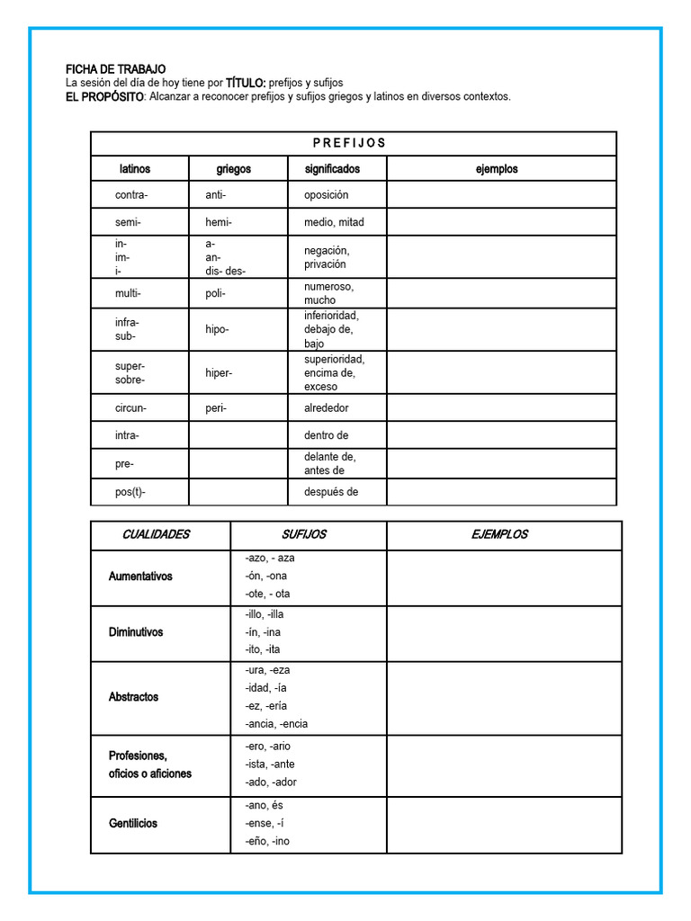Segundo PREFIJOS Y SUFIJOS | PDF