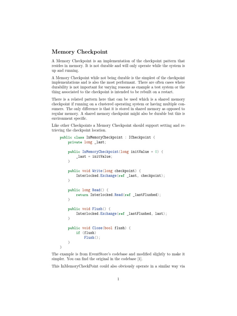 Memory Checkpoint | PDF | Concurrency (Computer Science) | Concurrent Computing