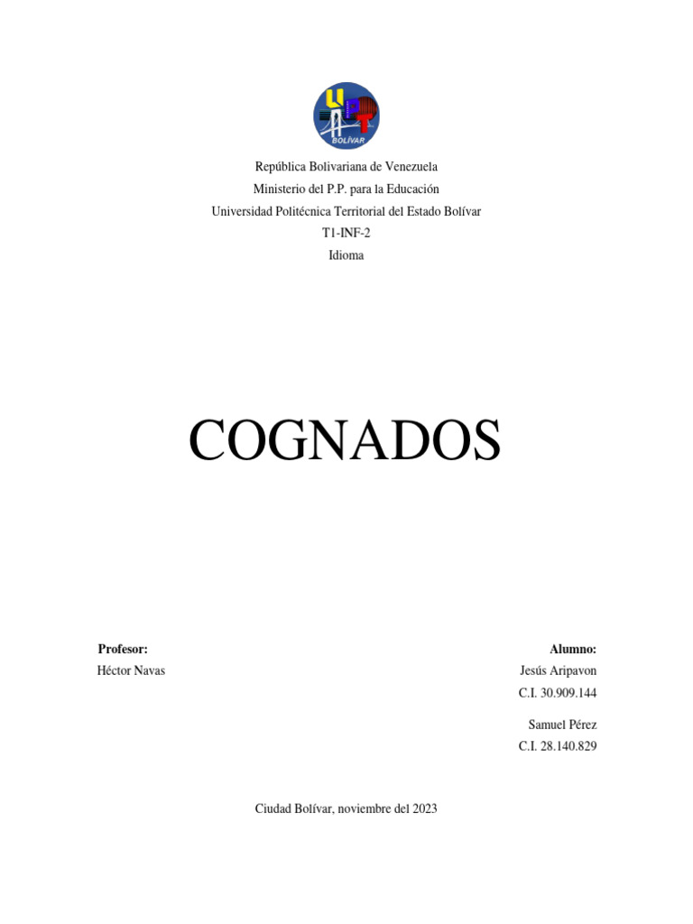 Cognados. Idioma. T1-INF-2 | PDF | Palabra | Comunicación humana
