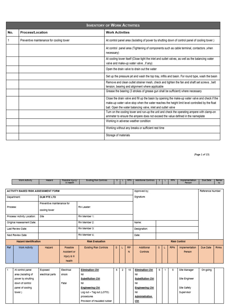 Cooling Tower Maintenance Procedures | PDF | Personal Protective ...