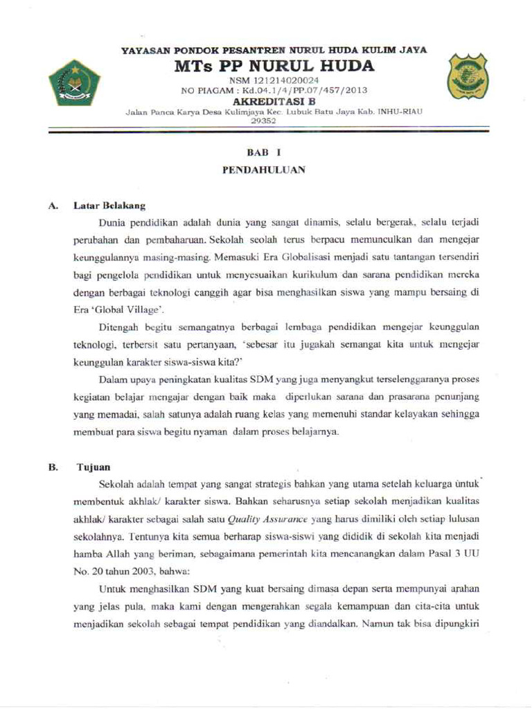 Proposal Rehab Ruang Kelas MTS PP Nurul Huda-3 | PDF