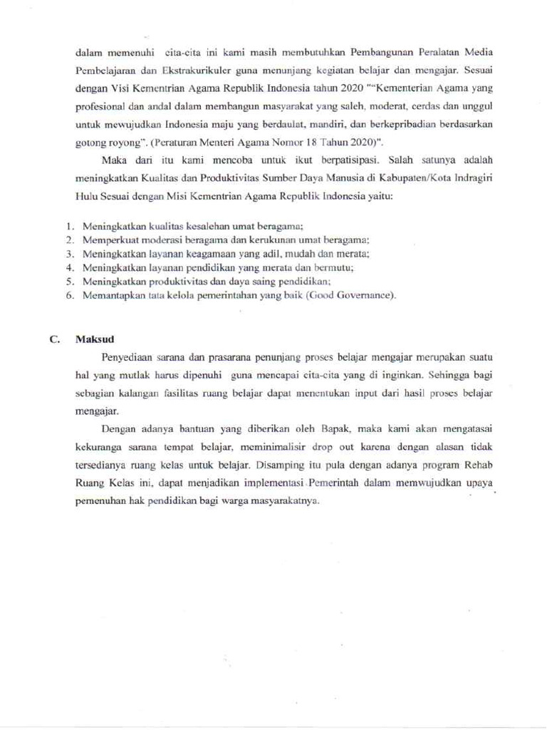 Proposal Rehab Ruang Kelas MTS PP Nurul Huda-4 | PDF