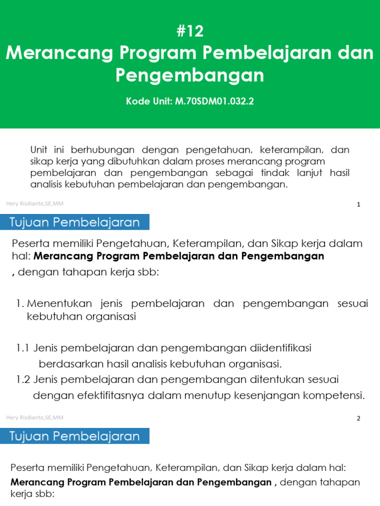 12 Merancang Program Pembelajaran Dan Pengembangan | PDF