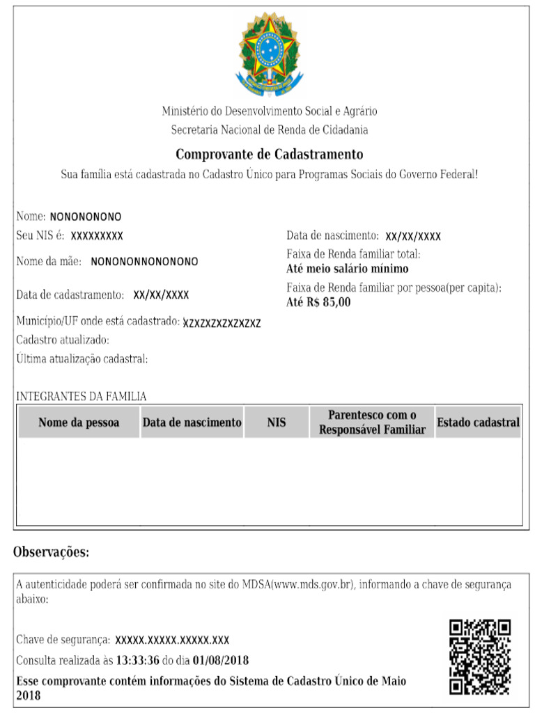 Comprovante Nis Modelo 0 | PDF