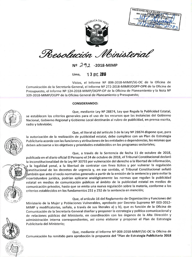 RM 292 2018 Mimp | PDF