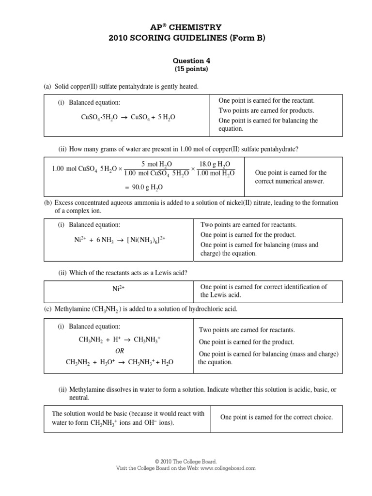 Ap10 Chemistry Form B q4 | PDF | Acid | Ammonia