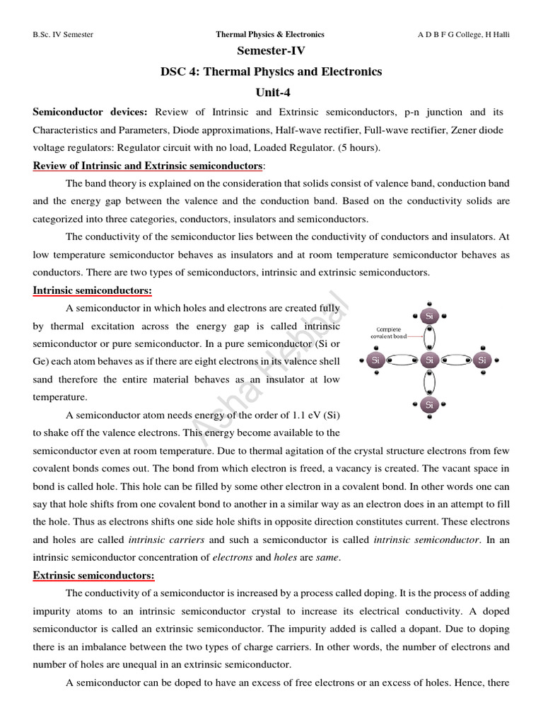 Unit-4 Semiconductor Devices | PDF | P–N Junction | Semiconductors