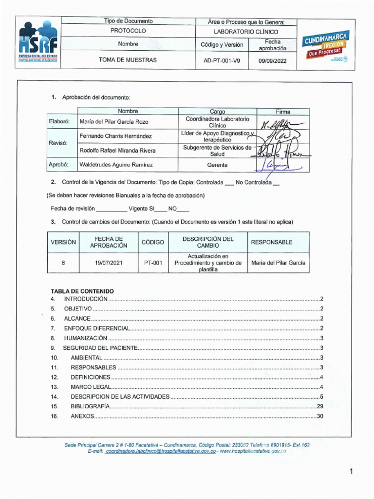 Ad-Pt-001v9 Toma de Muestras | PDF
