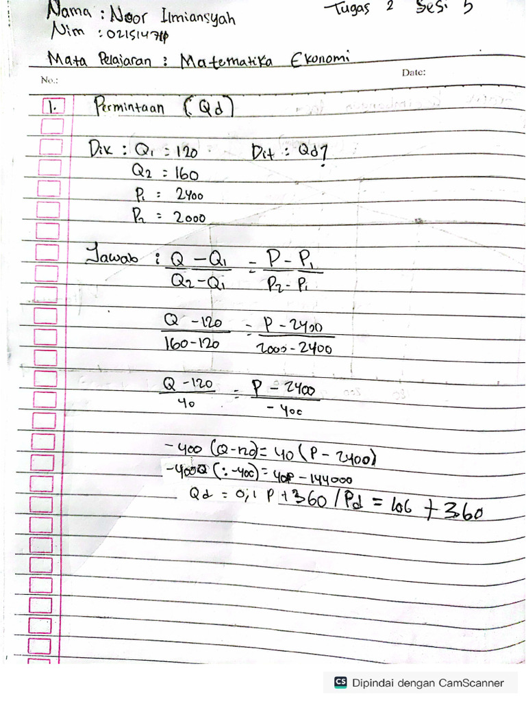 Tugas 2 Matematika Ekonomi | PDF