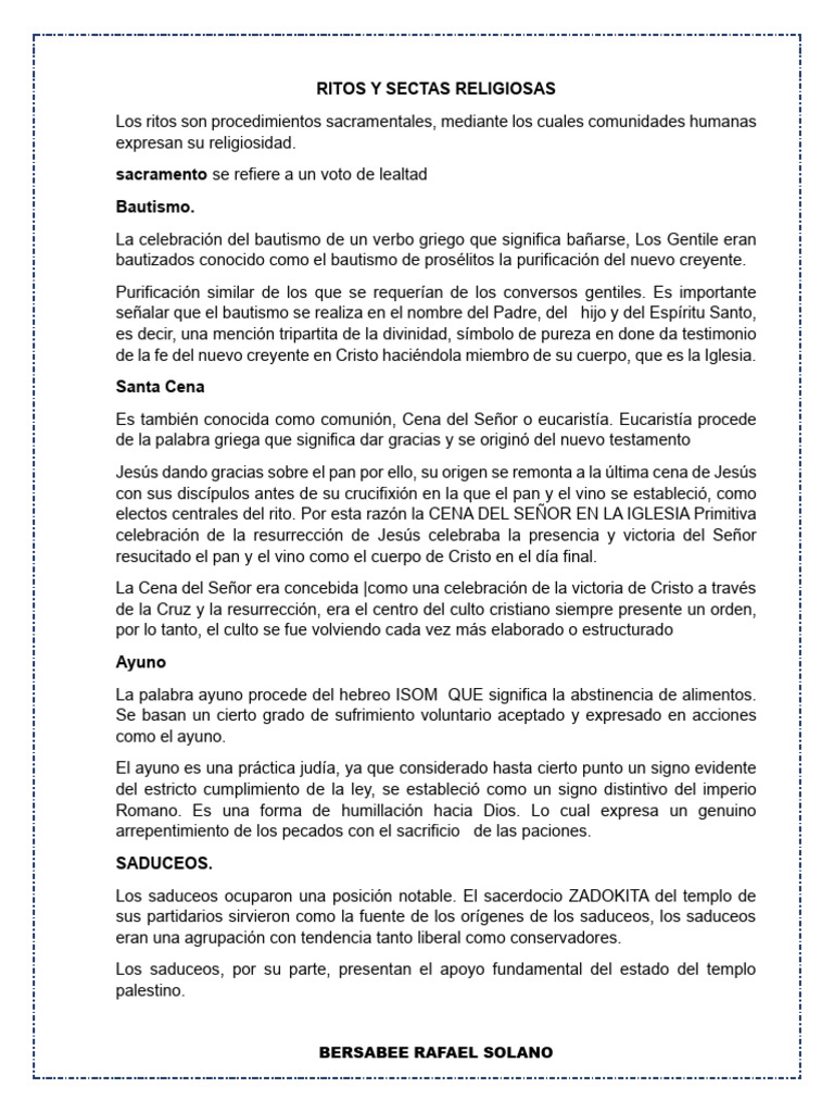 RITOS Y SECTAS RELIGIOSAS Cap 3 Págs 64 - 77 BERSABEE RAFAEL SOLANO ...