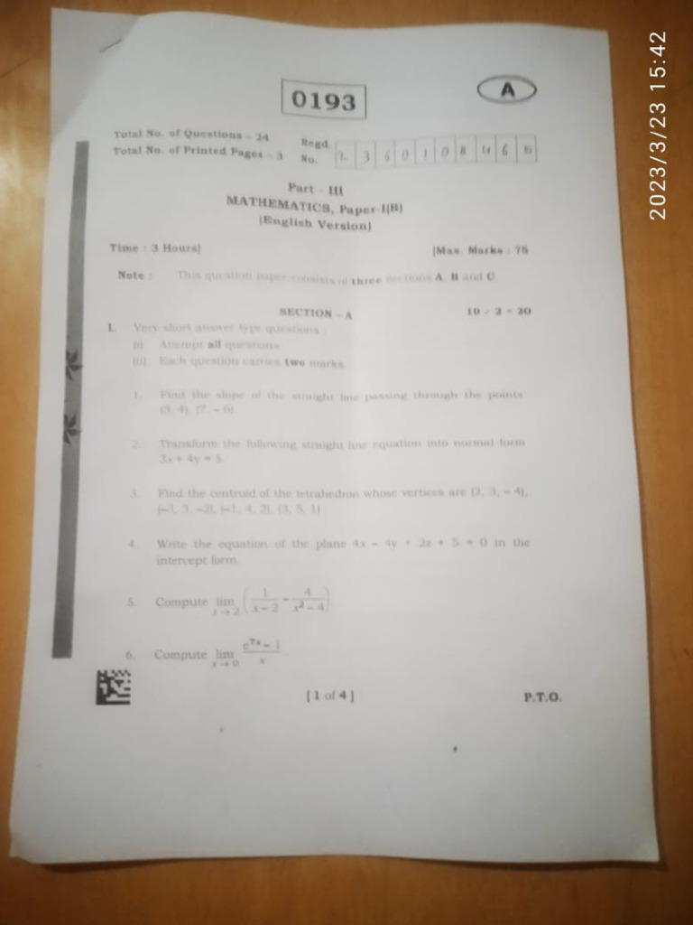 TS Inter Maths 1B | PDF