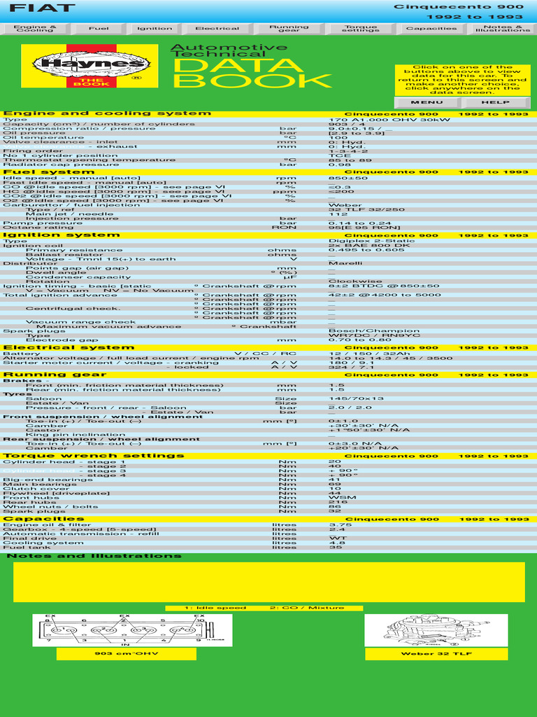 Fiat Cinquecento 1992 1993 User Manual | PDF | Ignition System ...