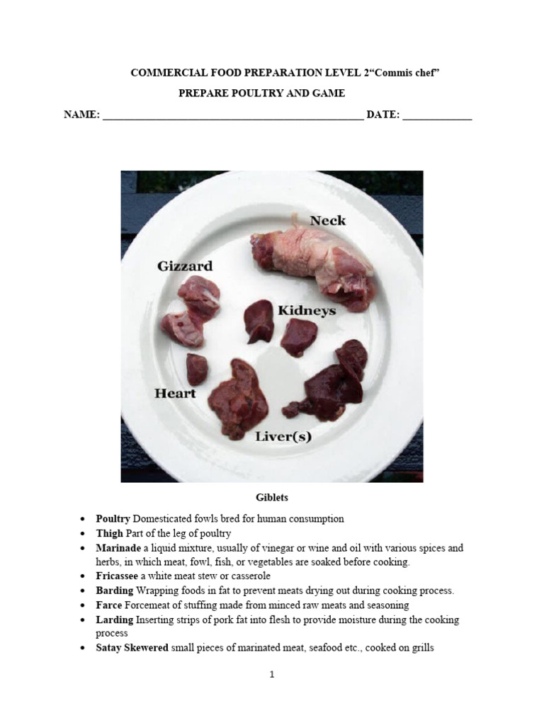 Poultry and Game Handout | PDF | Poultry | Meat