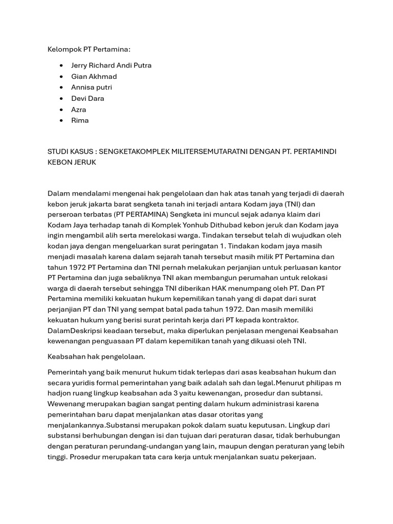 Studi Kasus PT Pertamina | PDF | Hukum