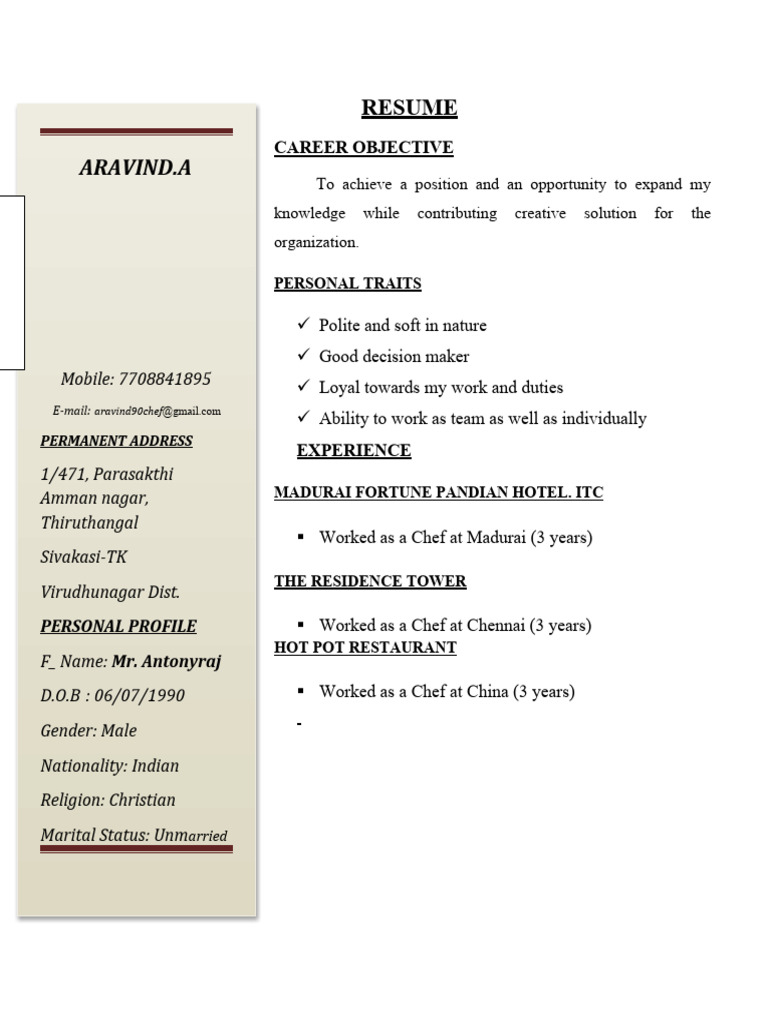 Aravind.A: Resume | PDF