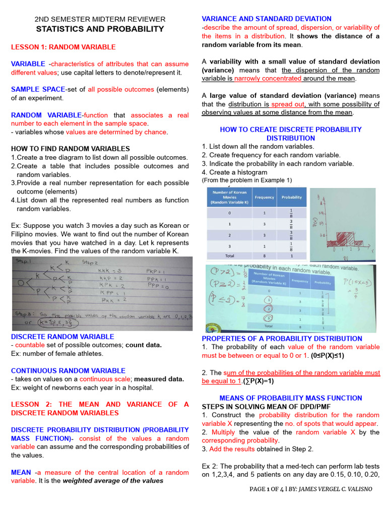 Statistics and Probability Midterm Reviewer | PDF | Normal Distribution | Variance