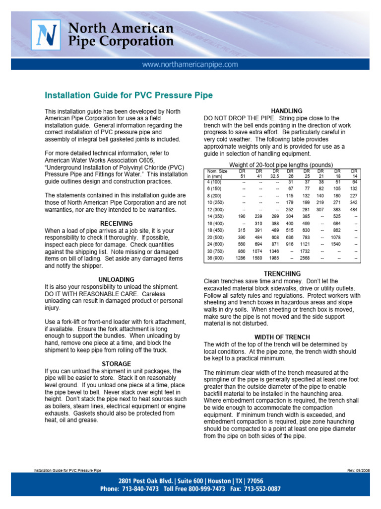 PVC Pipe Installation Guide | PDF | Pipe (Fluid Conveyance) | Polyvinyl ...