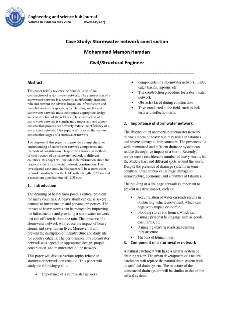 Case Study: Stormwater network construction | PDF | Storm Drain | Civil ...