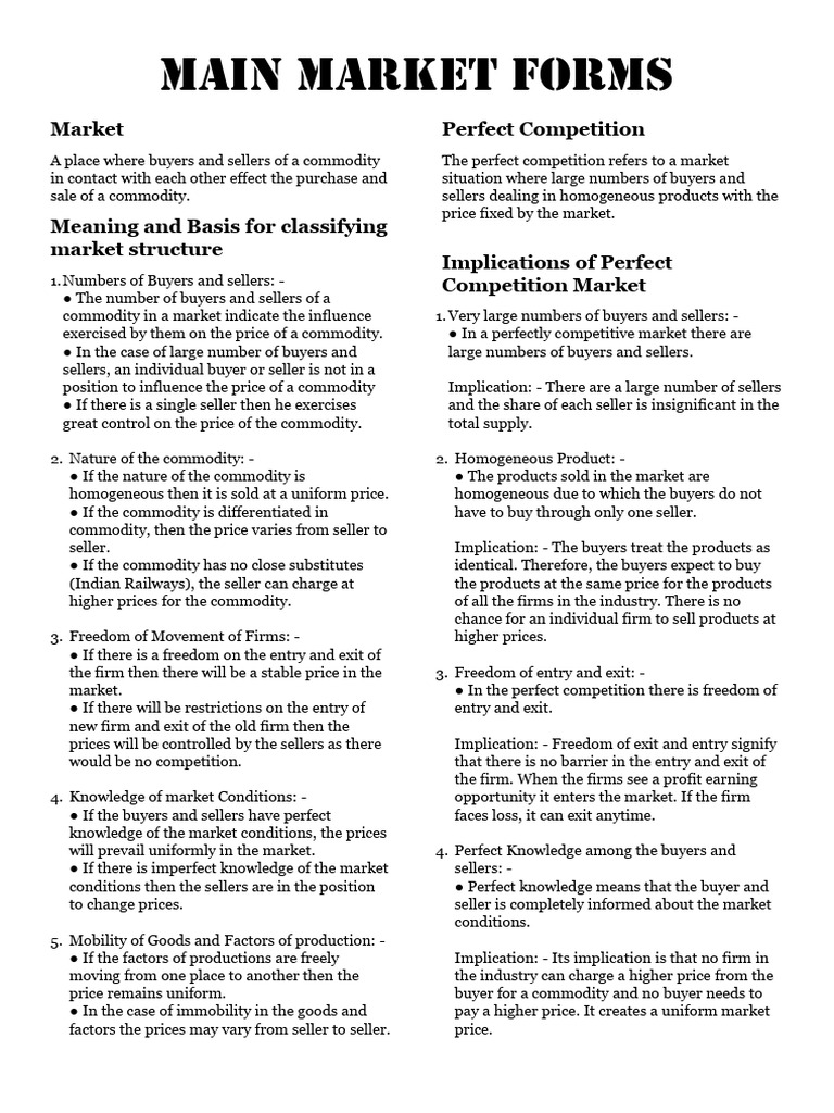 Main Market Forms | PDF | Demand | Demand Curve