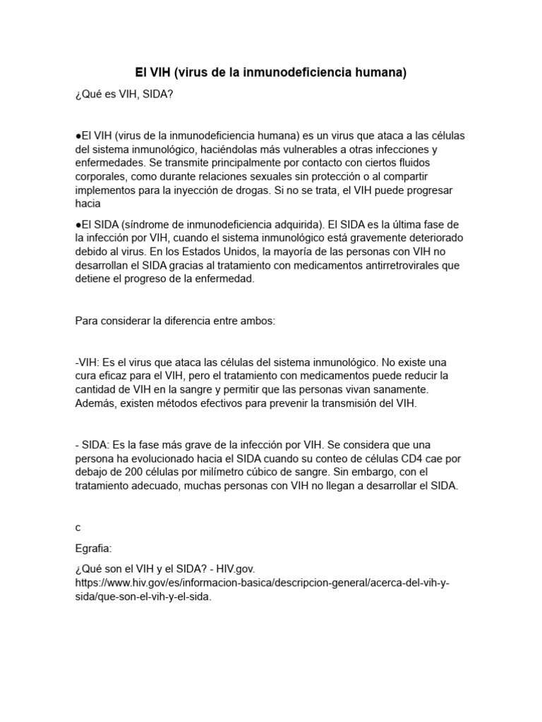 VIH y SIDA: Información y Tratamientos | PDF | VIH / SIDA | VIH