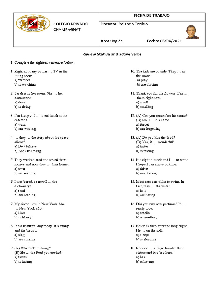 Stative and Active Verbs2 | PDF | Linguistics | Syntax