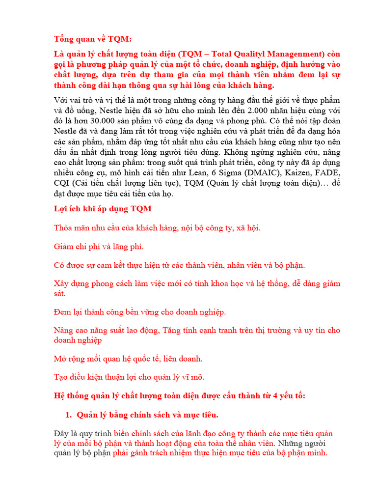 Tổng Quan Về TQM | PDF