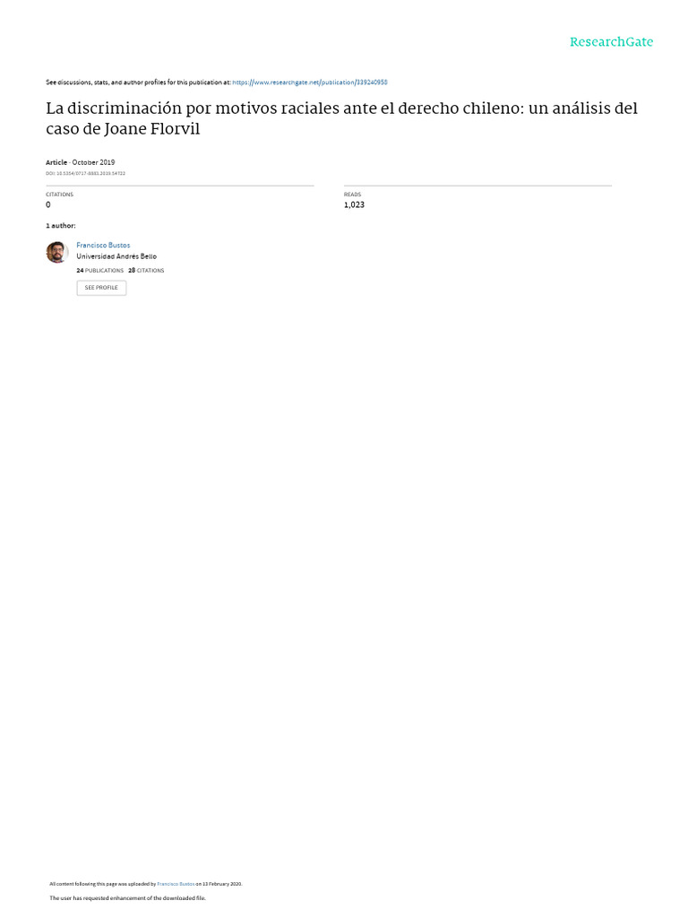 La Discriminación Por Motivos Raciales Ante El Derecho Chileno: Un ...