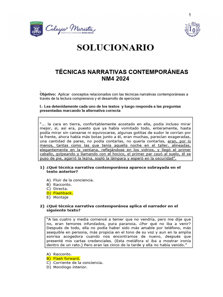 SOLUCIONARIO | PDF | Narración