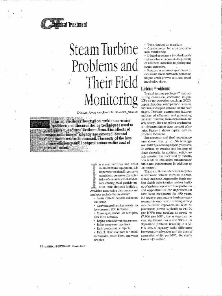 Steam Turbine Problema and Their Field Monitoring | PDF Steam Turbine Problema and Their Field Monitoring | PDF
