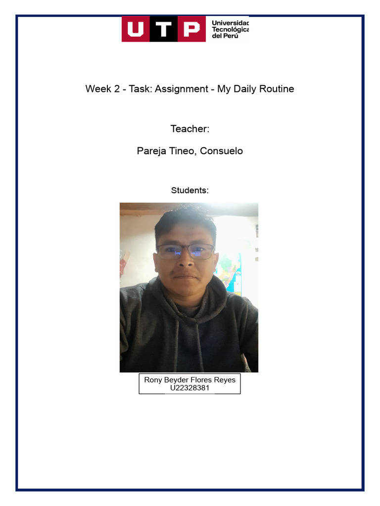 Semana 02 - Task Assignment - My Daily Routine | PDF