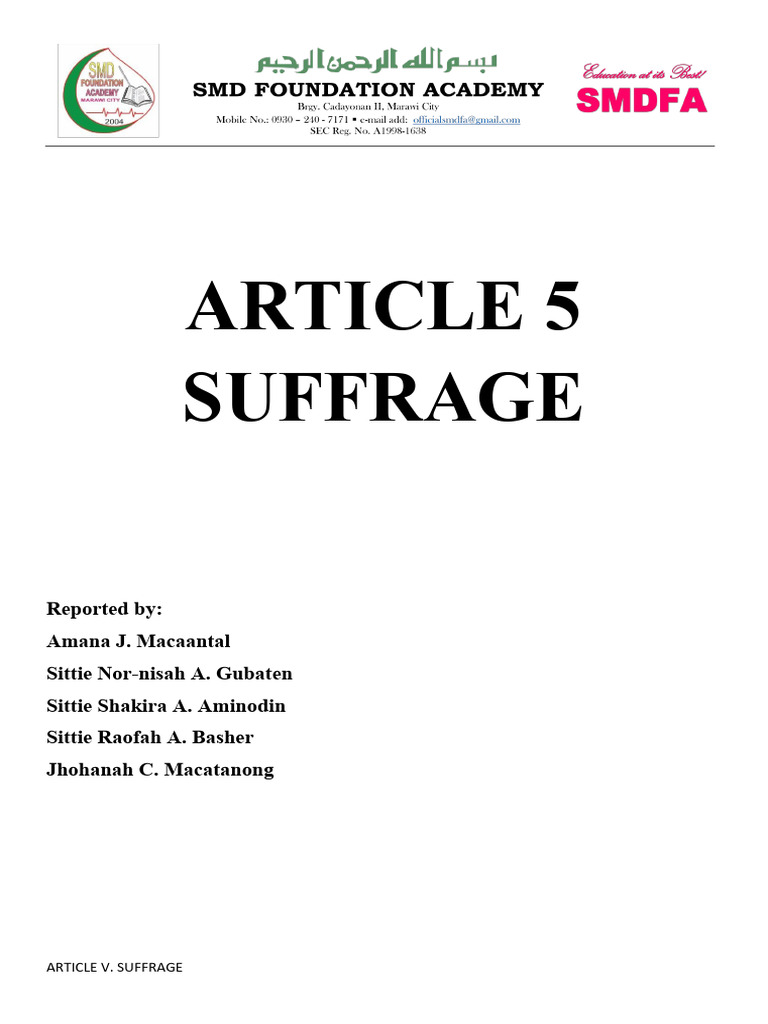 Article V Suffrage | PDF | Suffrage | Absentee Ballot