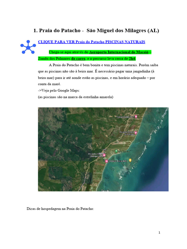Mapa e Distância da Praia do Patacho | PDF