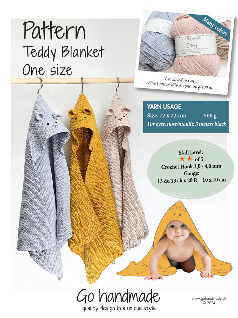 Teddy Hooded Blanket | PDF | Crochet | Knitting