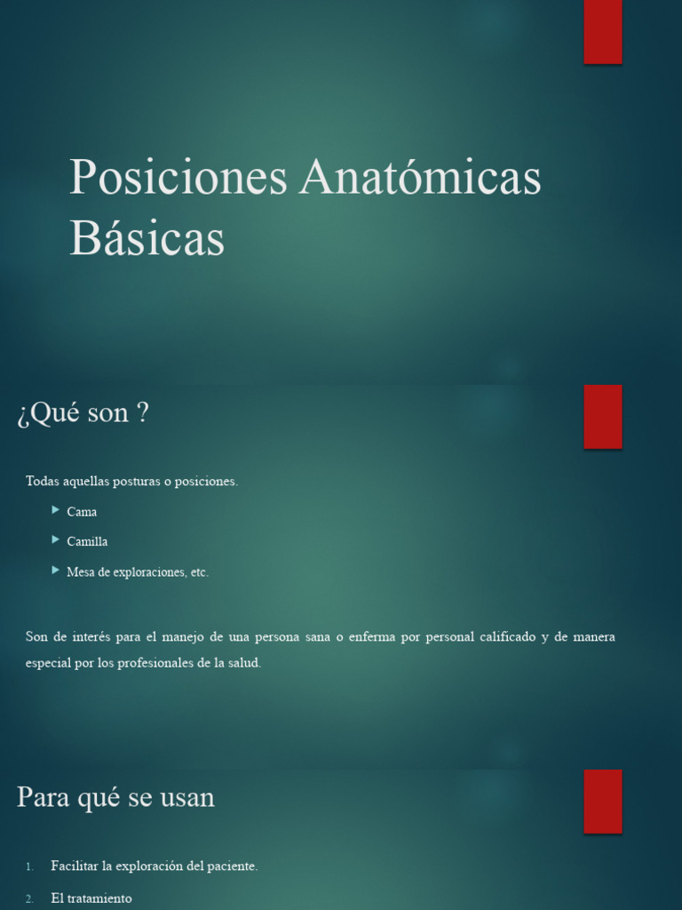 Posiciones Anatómicas en Atención Médica | PDF | Términos anatómicos de ...