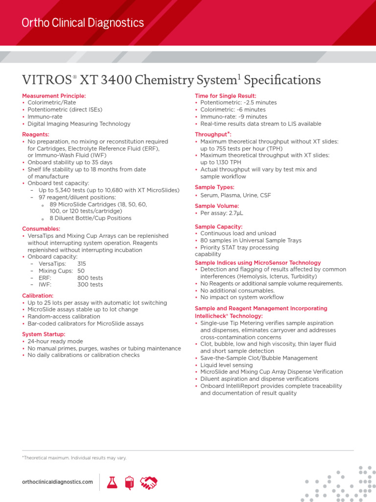 Sales Aid Vitros XT 3400 | PDF | Usb Flash Drive | Calibration