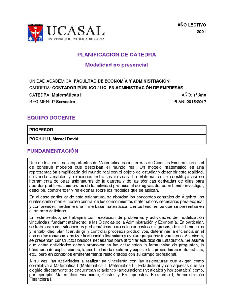 Programa Del Curso | PDF | Matriz (Matemáticas) | Ecuaciones