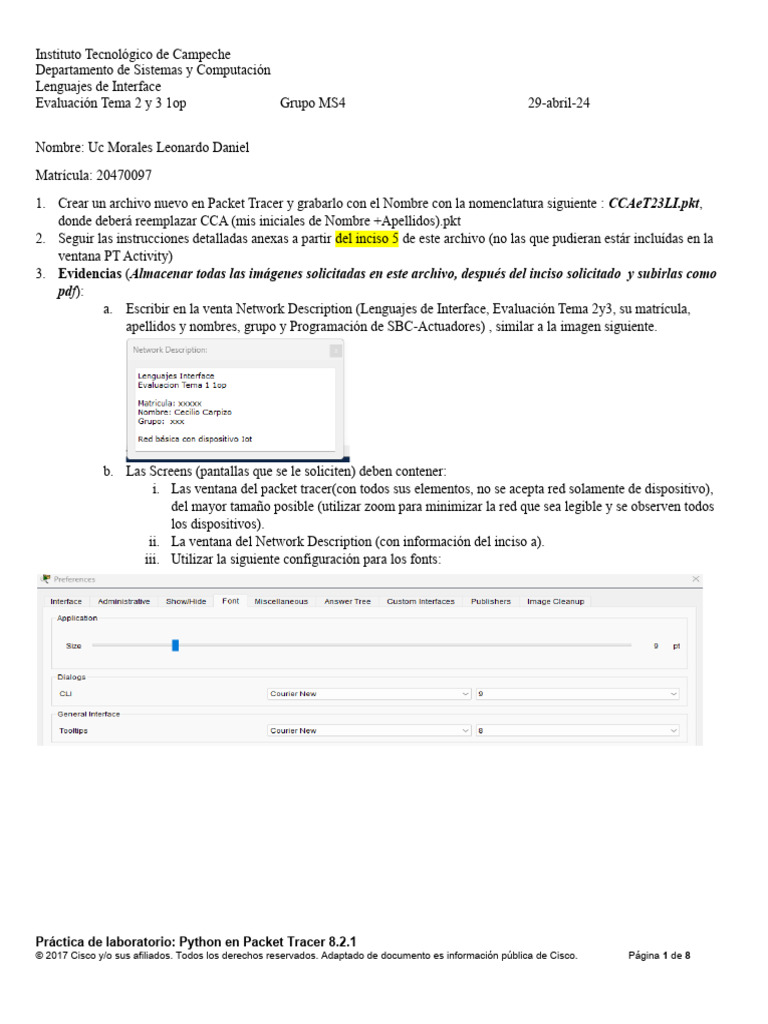 Evaluación de Interfaces en Packet Tracer | PDF | Python (lenguaje de programación) | Lenguaje ...