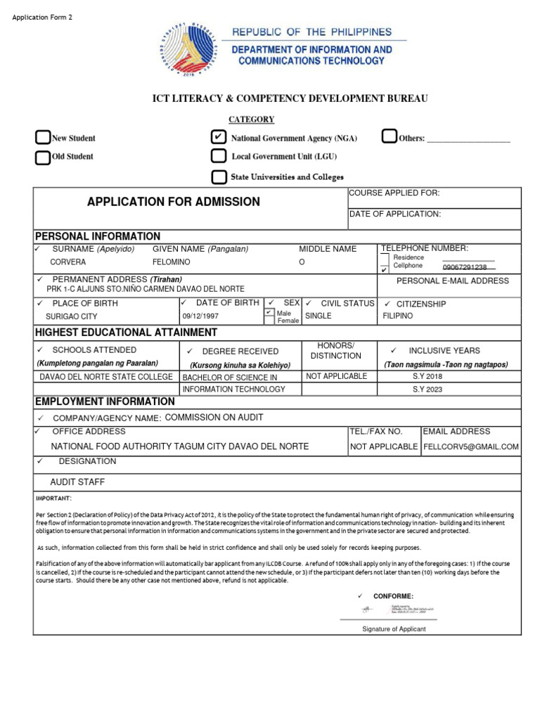 Training Application-Form-2-Fillable | PDF | Information And Communications Technology | Information