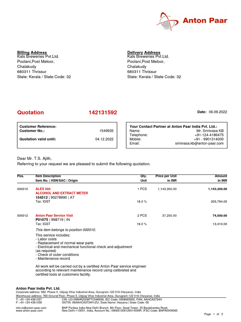 Sap Quotation 20220906 Pdf Payments Taxes