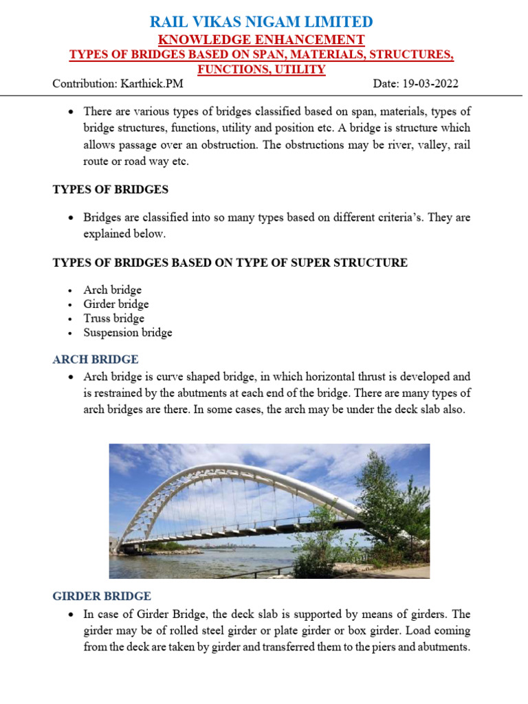 Type of Bridges | PDF | Bridge | Concrete
