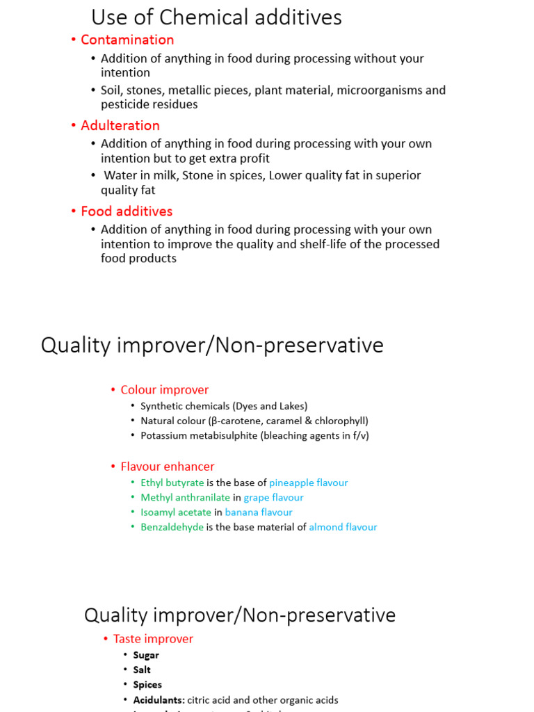 Module Lecture-13 Use of Chemical Additives | PDF | Foods | Taste
