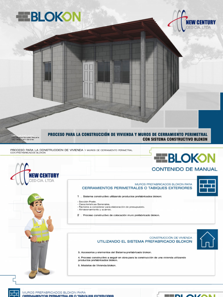 Muros Prefabricados Blokon: Guía de Instalación | PDF | Hormigón | Techo