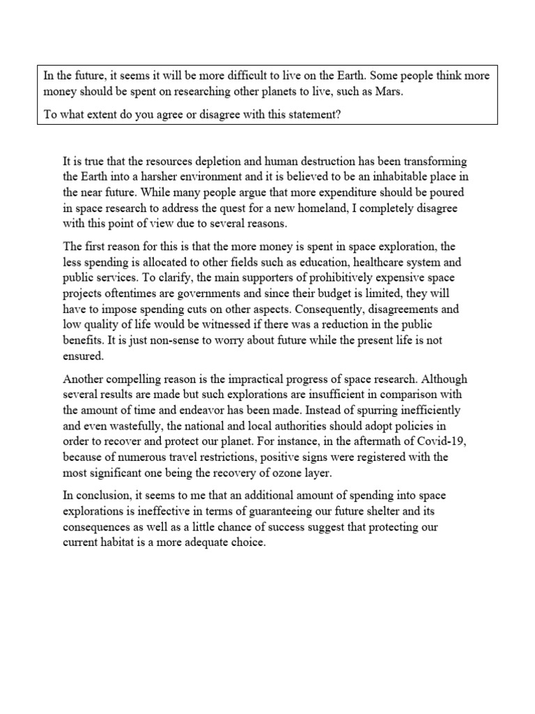 Prioritizing Earth Over Space Exploration | PDF | Social Science ...