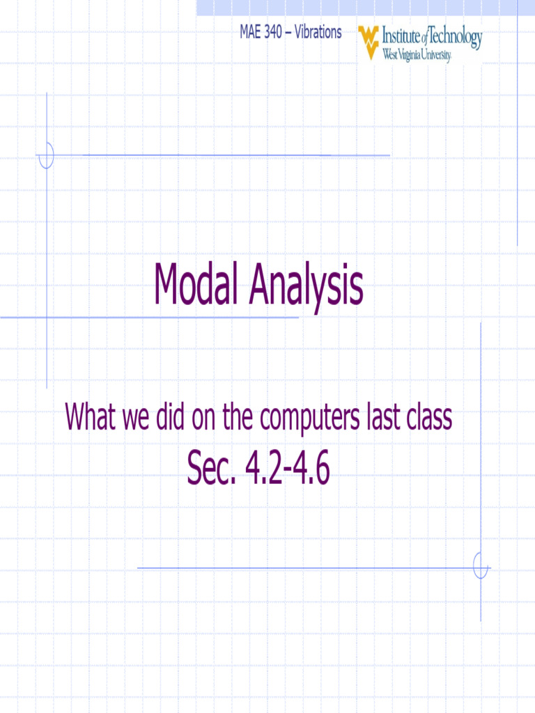 Lecture 4 3 Modal Analysis | PDF | Eigenvalues And Eigenvectors | Classical Mechanics