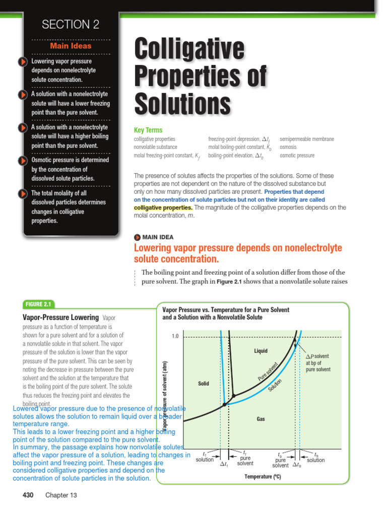 13.2 Colligative Properties of Solutions | PDF | Osmosis | Chemical Substances