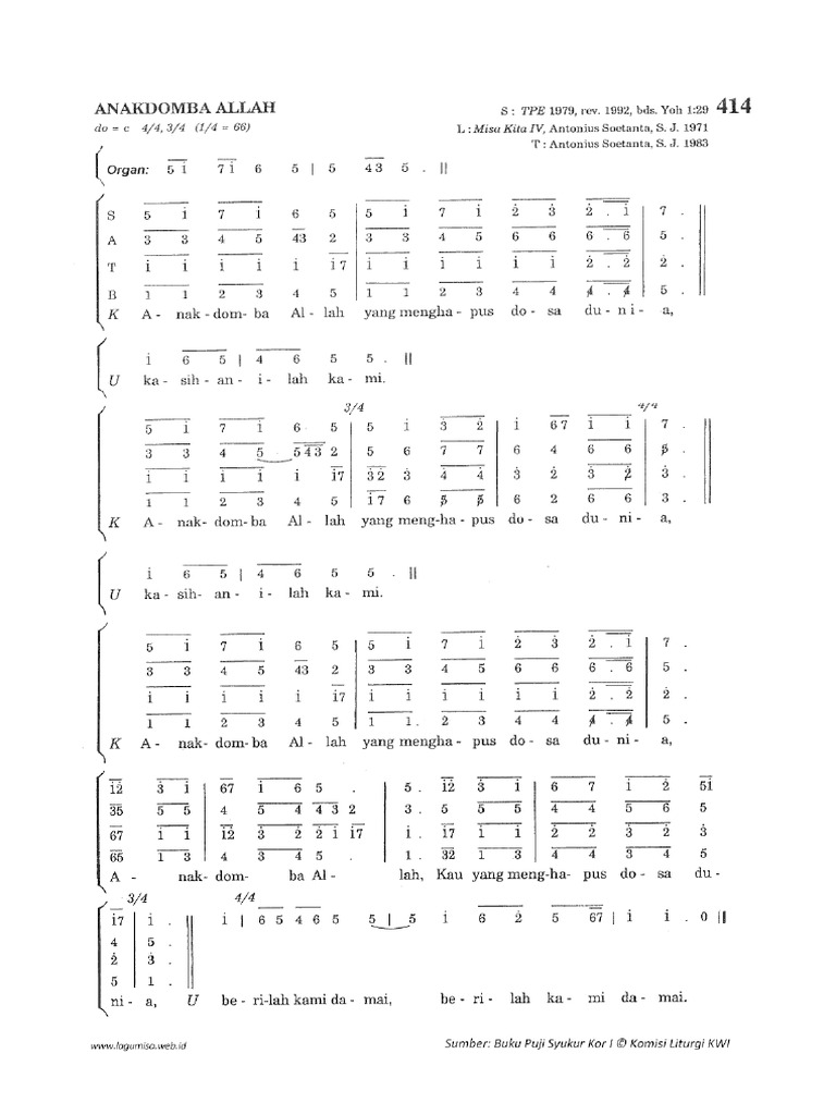 Anak Domba Allah (Misa Kita IV) | PDF