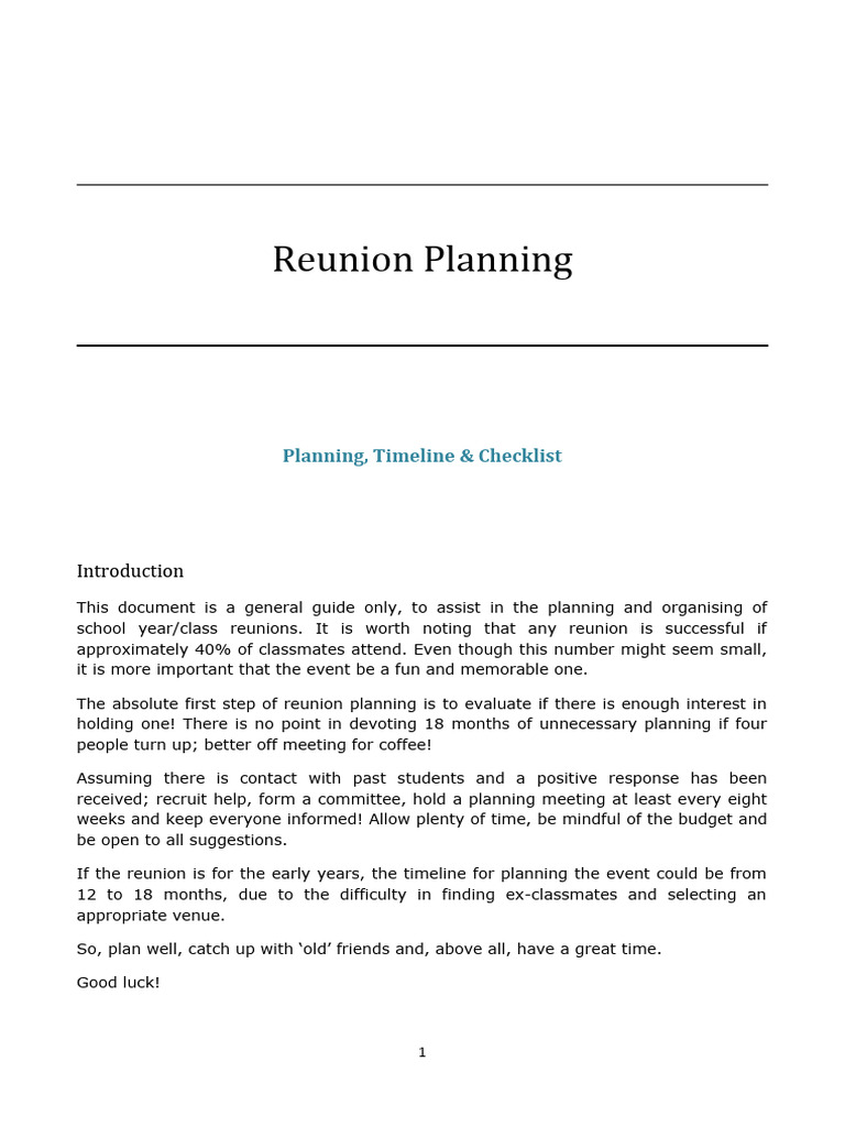 Reunion Planning 2 | PDF | Restaurants