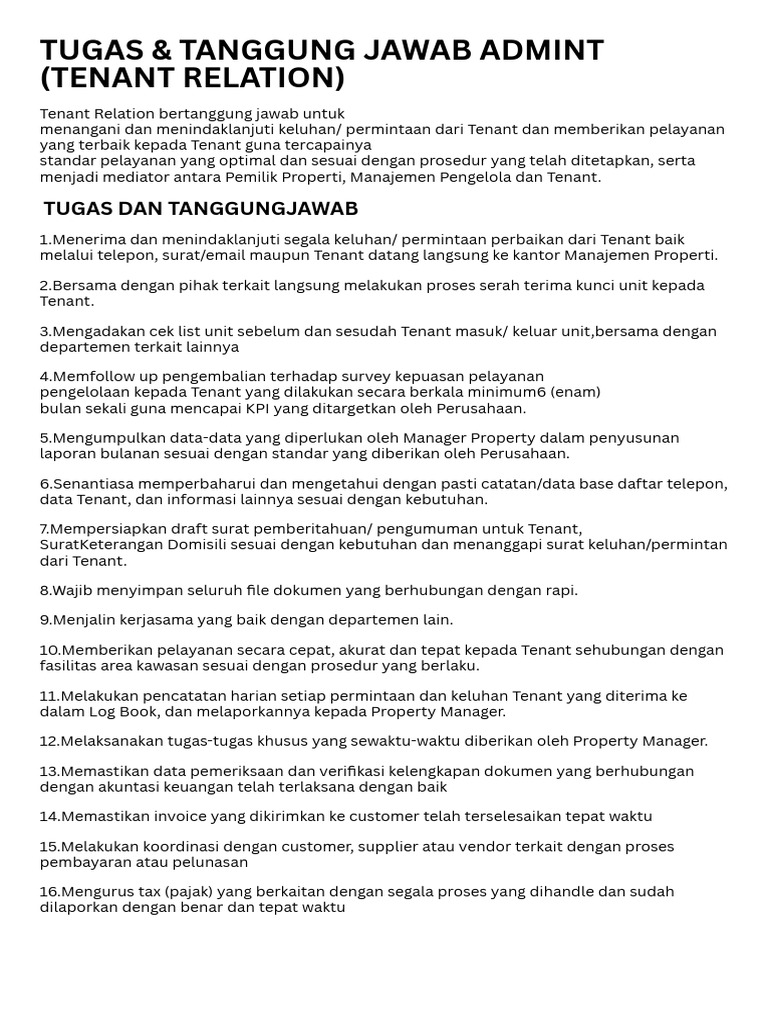 Admint Tenant Relation | PDF