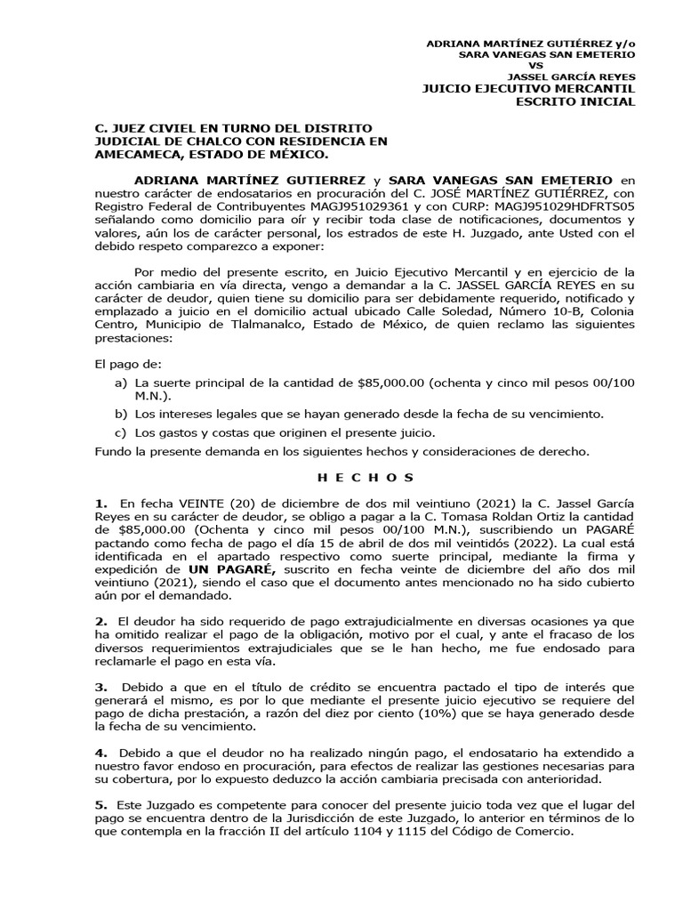 DEMANDA MERCANTIL | PDF | Demanda judicial | Justicia DEMANDA MERCANTIL | PDF | Demanda judicial | Justicia